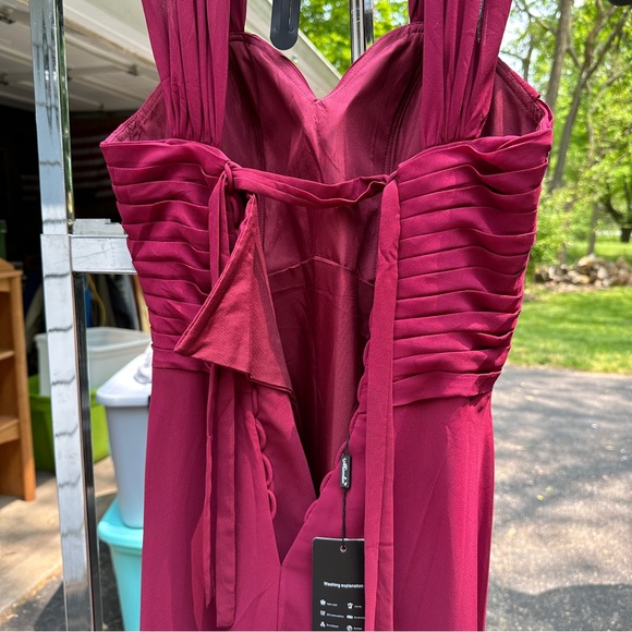 miao duo | Dresses | Burgundy Chiffon Dress | Poshmark